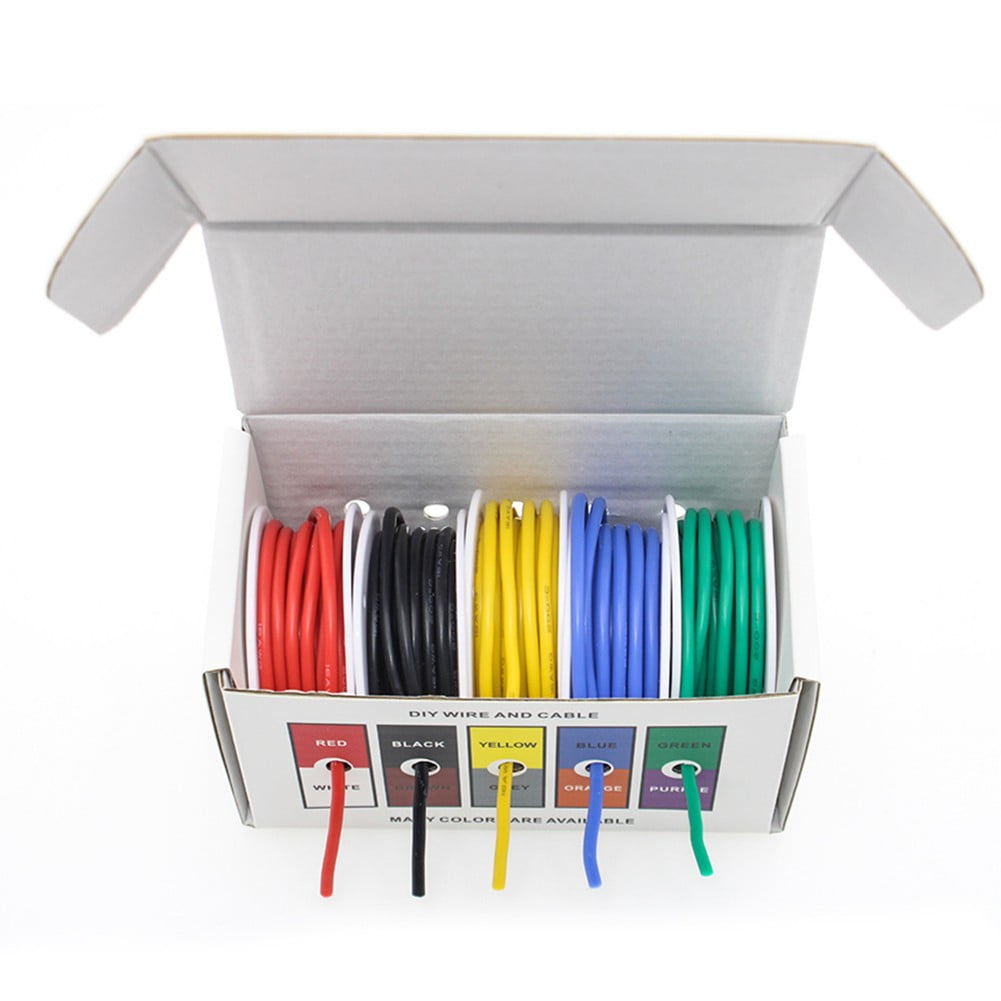 5-color soft silicone wire tinned copper electrical braided wire cable ...