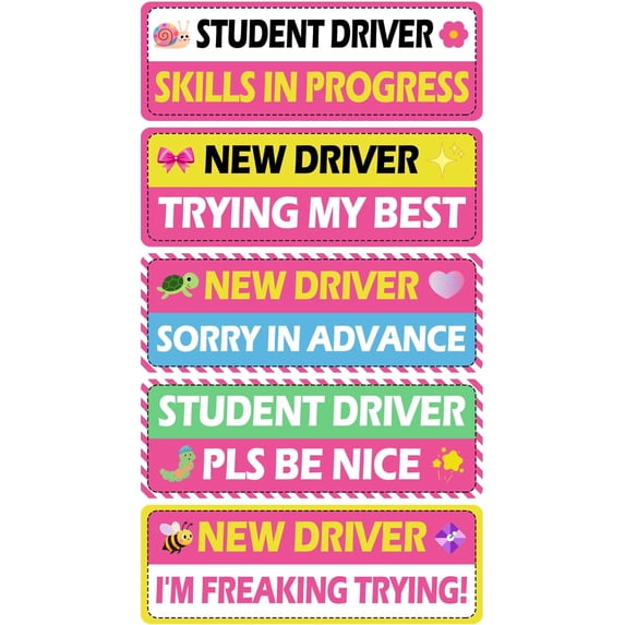 5 count Beginner Stickers, Beginner Supplies for Student Driver Sign ...