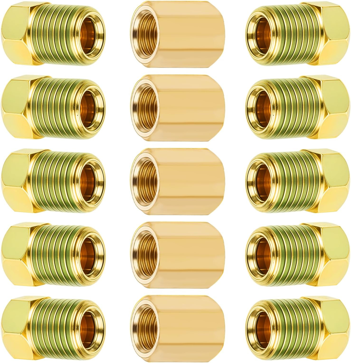 5 count Brass Line Fittings 3/8" 24 Threads Line Fittings for 3/16 Inch Line Tube 5 Unions with ...