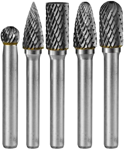 5 count Carbide Burr Set 1/4 Shank w/Clear Box Dia 8mm Bits Rotary ...