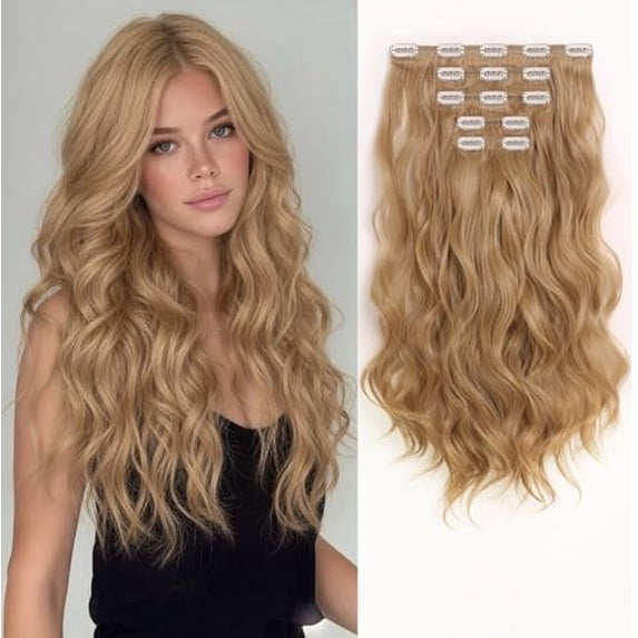 5 count Clip in Hair Extensions 18 Inch Long Thick Synthetic Hair ...