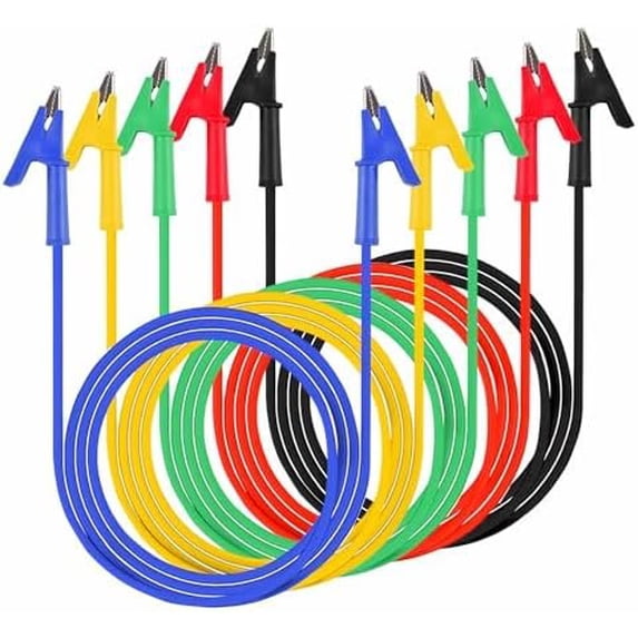 5 count Clips Test Leads Dual Ended Crocodile Clips Electrical Test ...