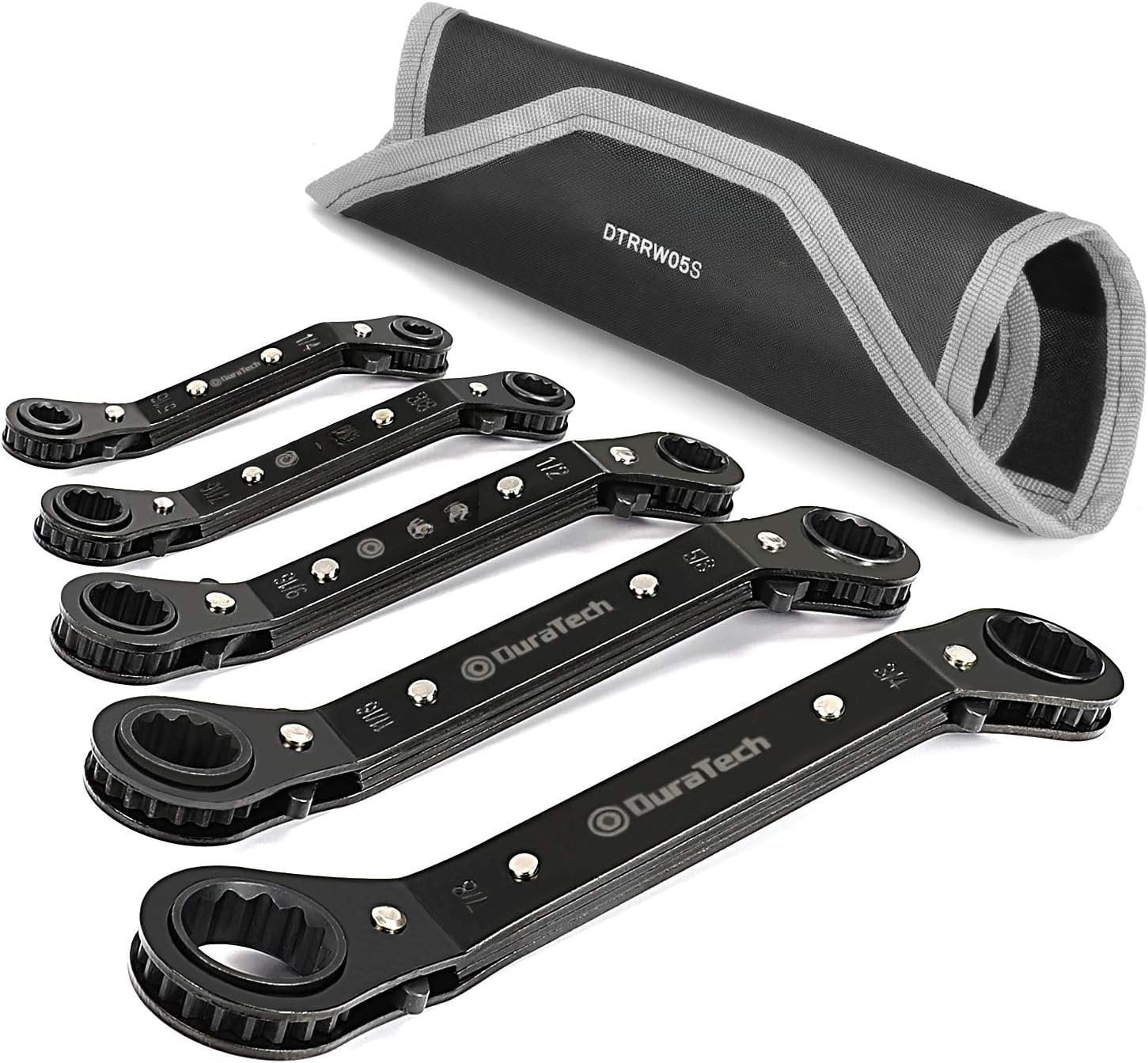 5 count Double Offset Box End Reversible Ratcheting Wrench Set, , Heavy ...