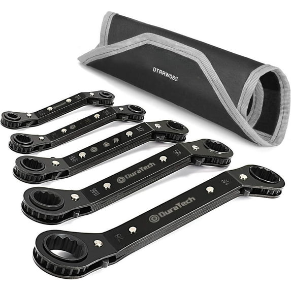 5 count Double Offset Box End Reversible Ratcheting Wrench Set, , Heavy ...