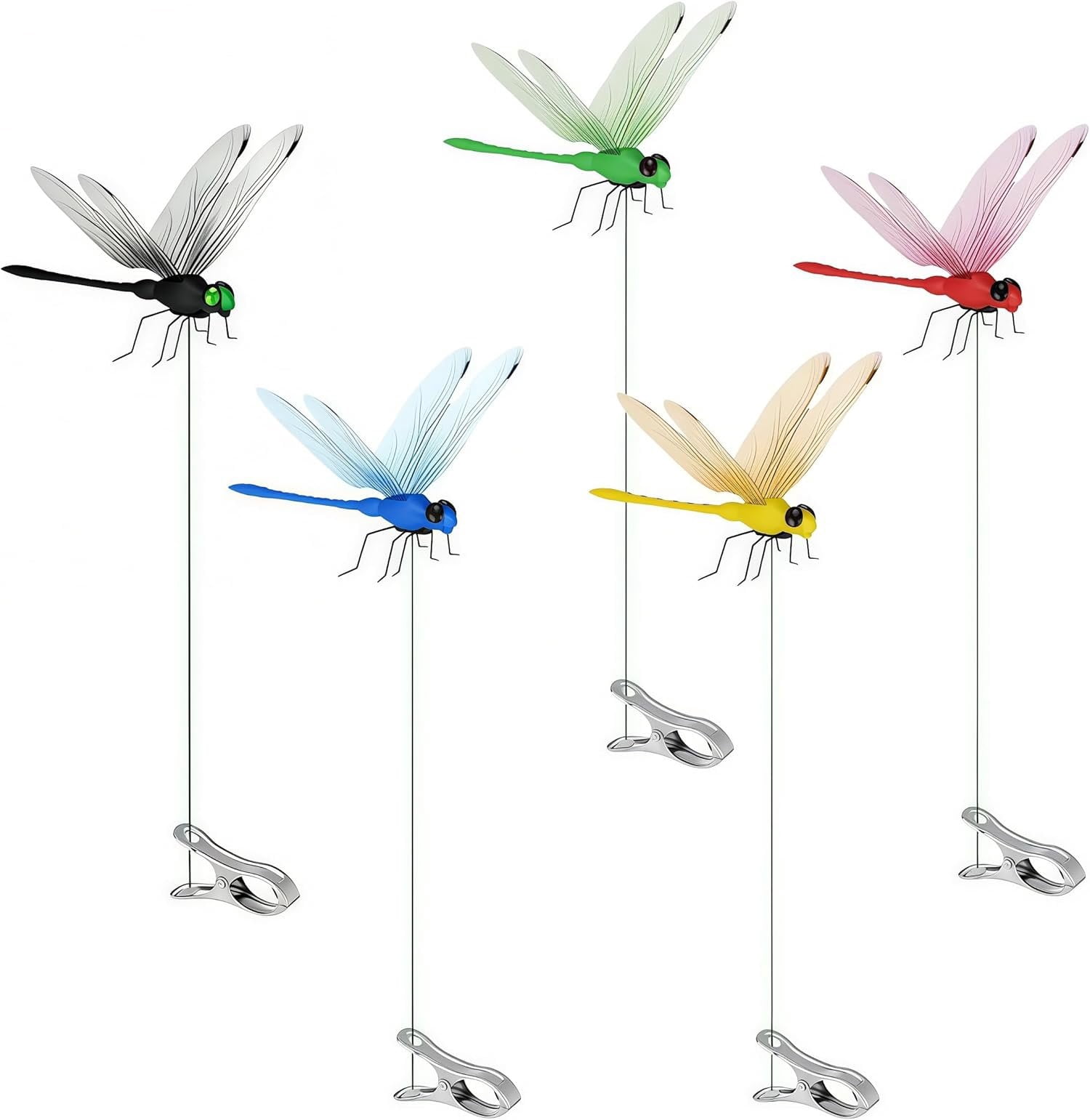 5 count Dragonfly Clips for Garden Decor and Hair Accessories ...