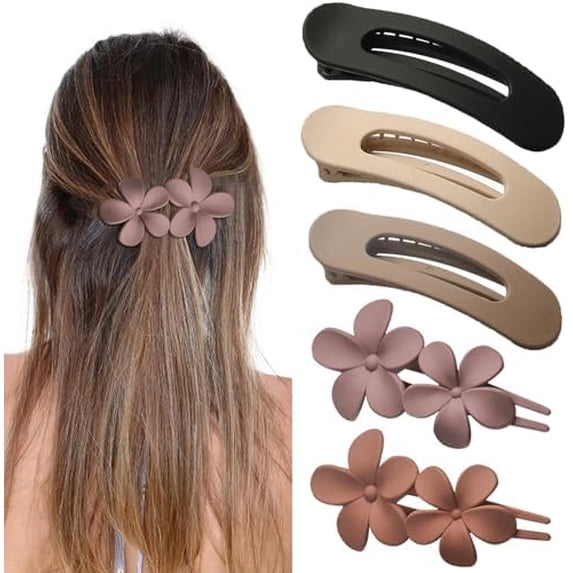 5 count Flat Hair Clips, Medium Lay Flat Claw Clips for Women Girls, 2 ...