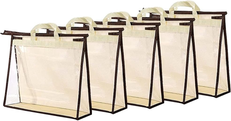 5 count Handbag Storage Organizer Non-Woven Transparent Dust-proof ...