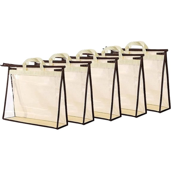 5 count Handbag Storage Organizer Non-Woven Transparent Dust-proof ...