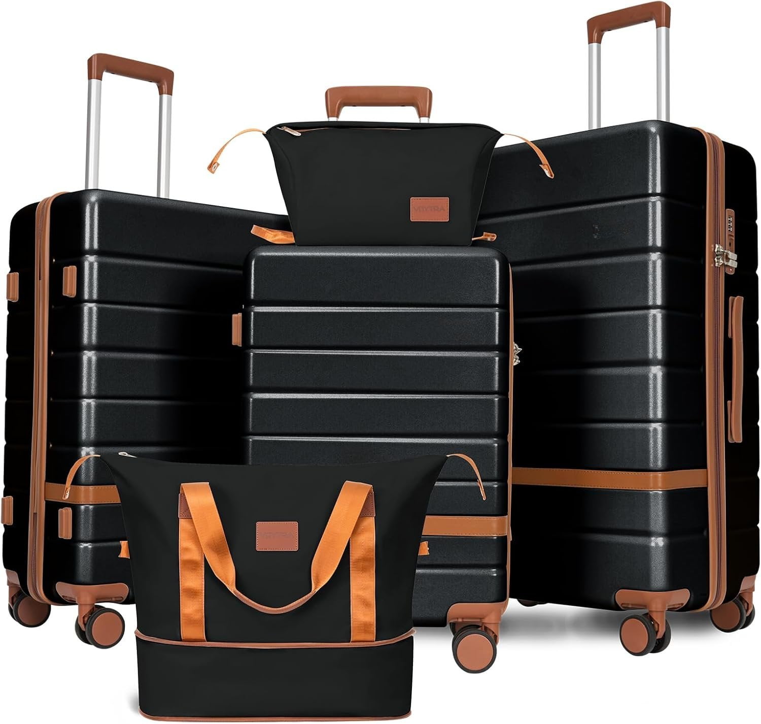 5 count Luggage Set for Family Travel, Lightweight Hardshell PC+ABS ...