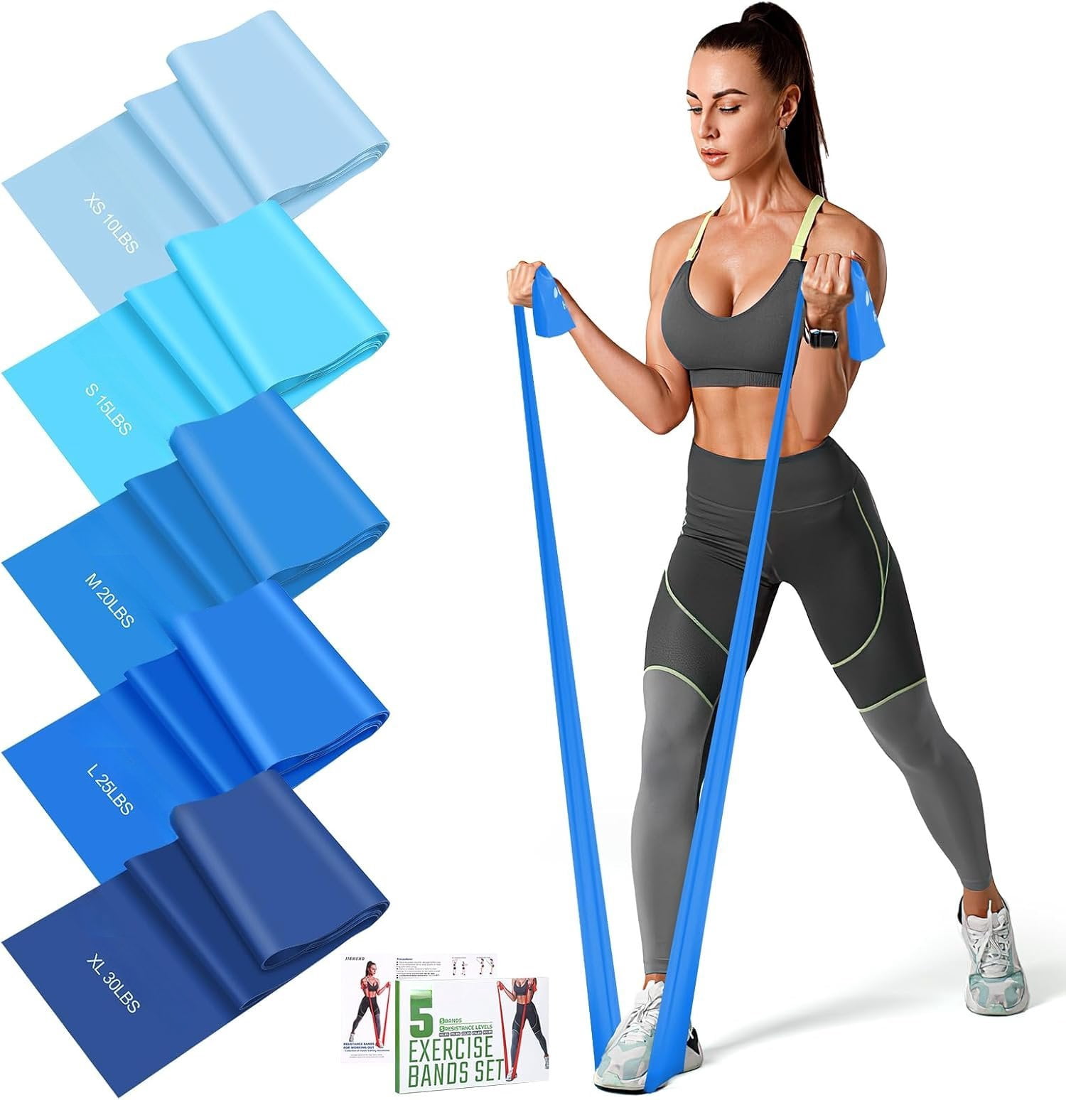 5 count Resistance Bands, Professional Exercise Bands Elastic Stretch ...