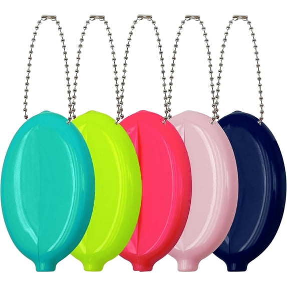 5 count Rubber Purse, 2 x 3 Inches Small Oval Squeeze Change Purse ...