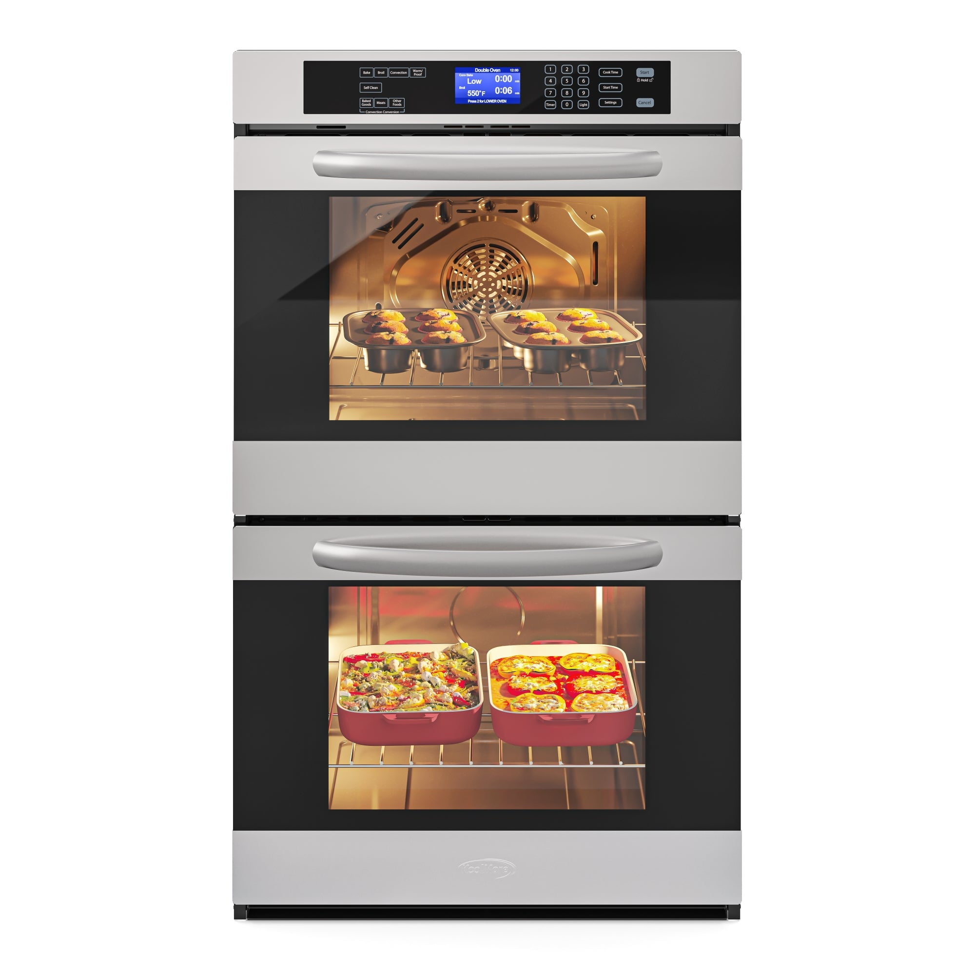 5 cu. ft. Stainless-Steel Premium Convection Double-Unit Wall Oven, KM ...
