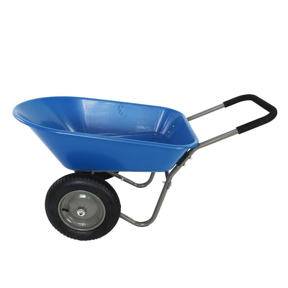 5 cu. ft. Steel Dual-Wheel Garden Powered Wheelbarrow, Yard Trolley for ...