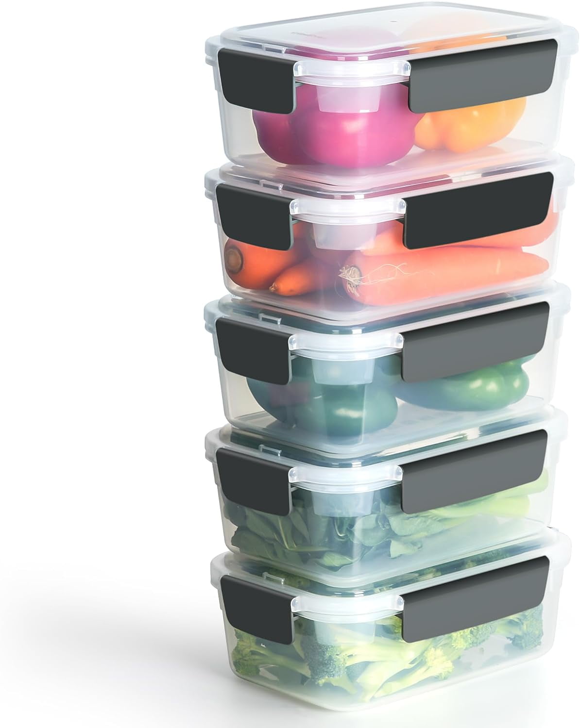 5 cup Plastic Food Storage Containers with Lids Nestable Freezer ...