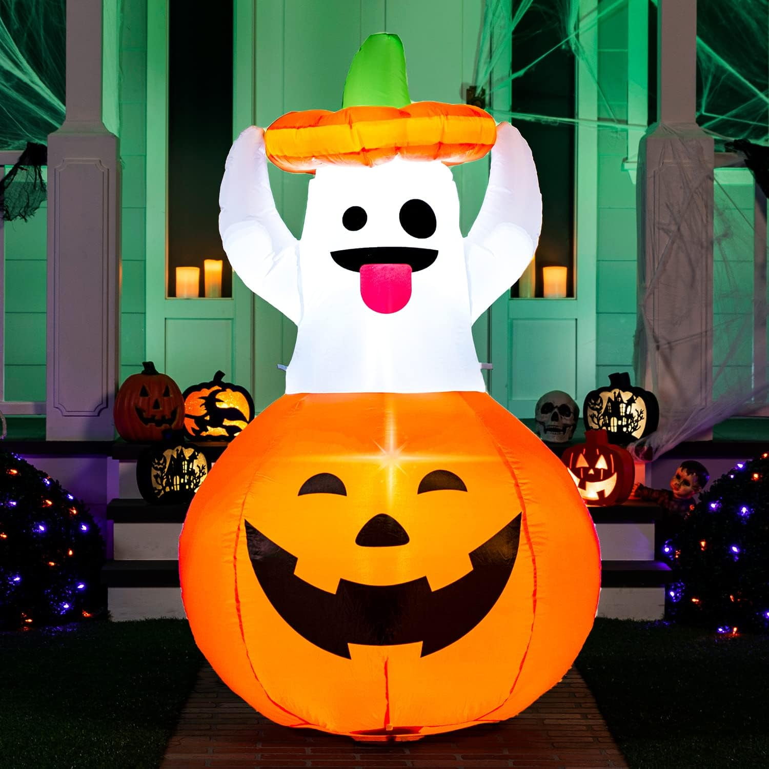 5 feet high inflatable Halloween outdoor decoration, inflatable cute ghost Halloween outdoor ...