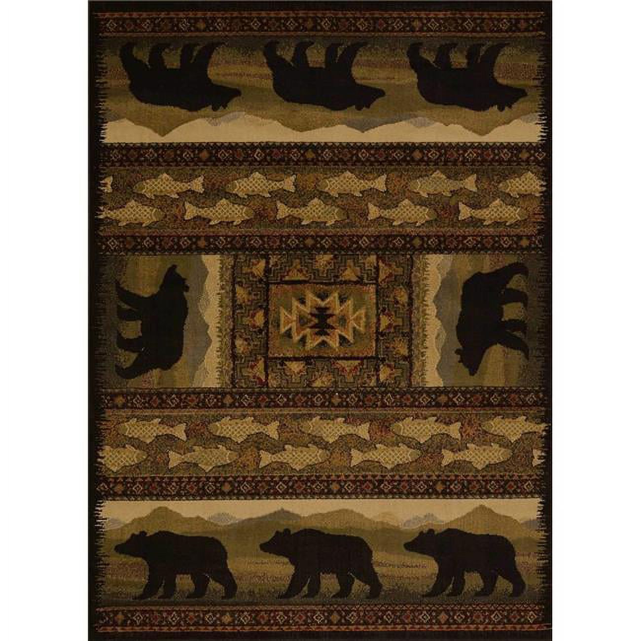 5 ft. 3 in. x 7 ft. 2 in. Affinity Black Bears Area Rug, Lodge ...