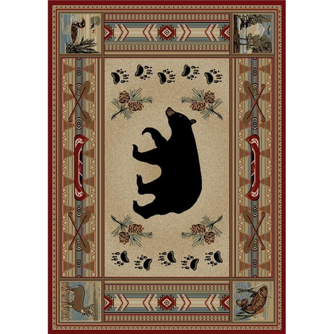 5 ft. 3 in. x 7 ft. 3 in. Hearthside Woodlands Bear Area Rug, Red ...