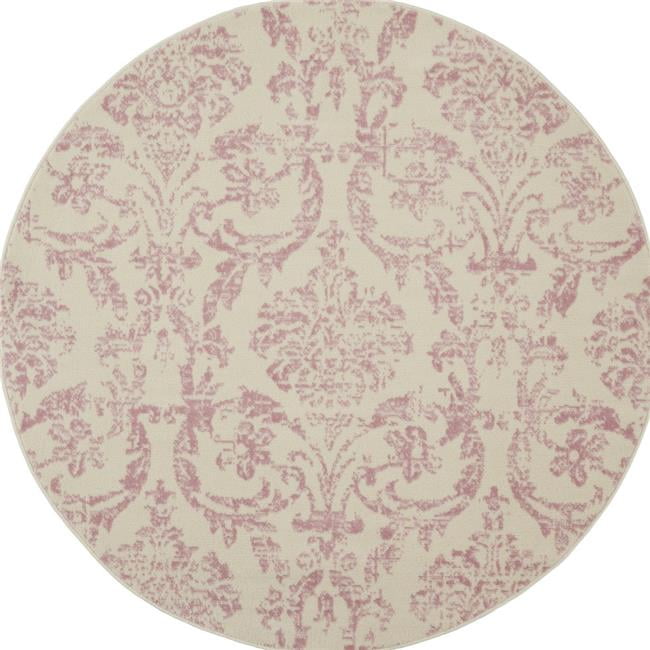 5 ft. Cream Damask Power Loom Round Area Rug - Cream - 5 ft. - Walmart.com