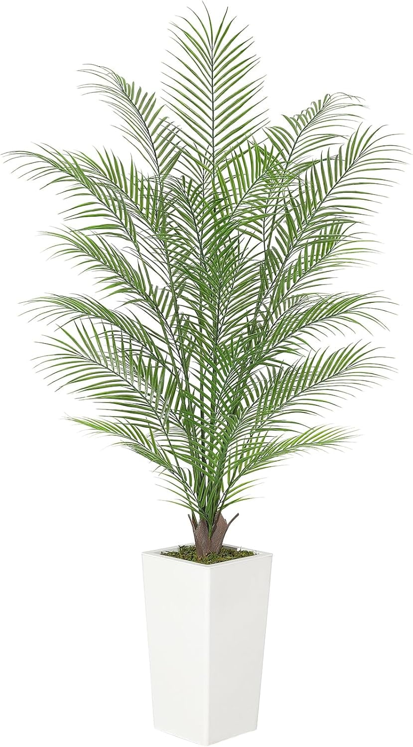 5 ft Fake Palm Tree Faux Areca Palm Plants with 32 Full Lifelike Palm ...