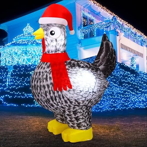 5 ft Large Lighted Christmas Inflatable Chicken Built in Colorful LED ...