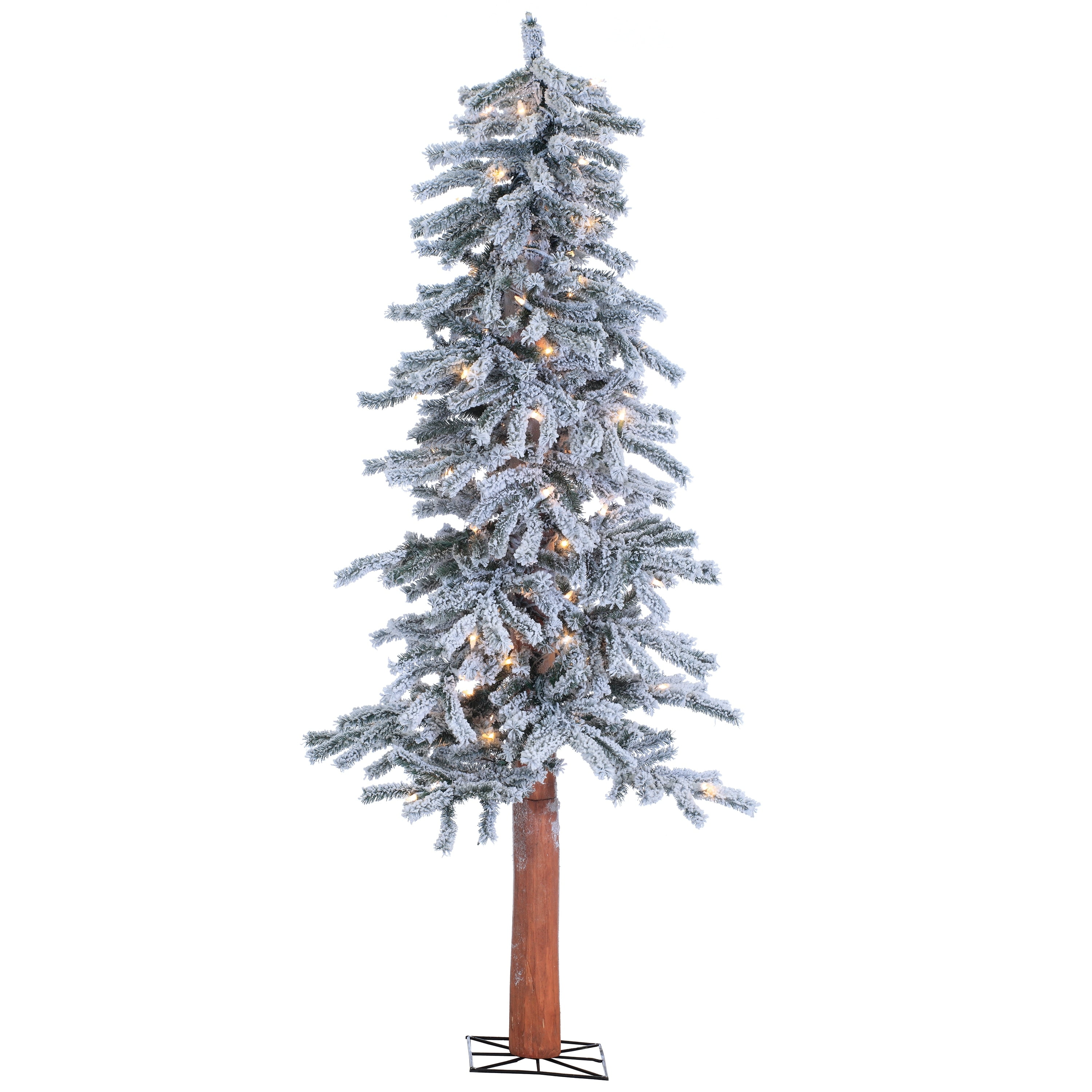 5 ft. Pre Lit Clear Incandescent Flocked Alpine Tree - Walmart.com