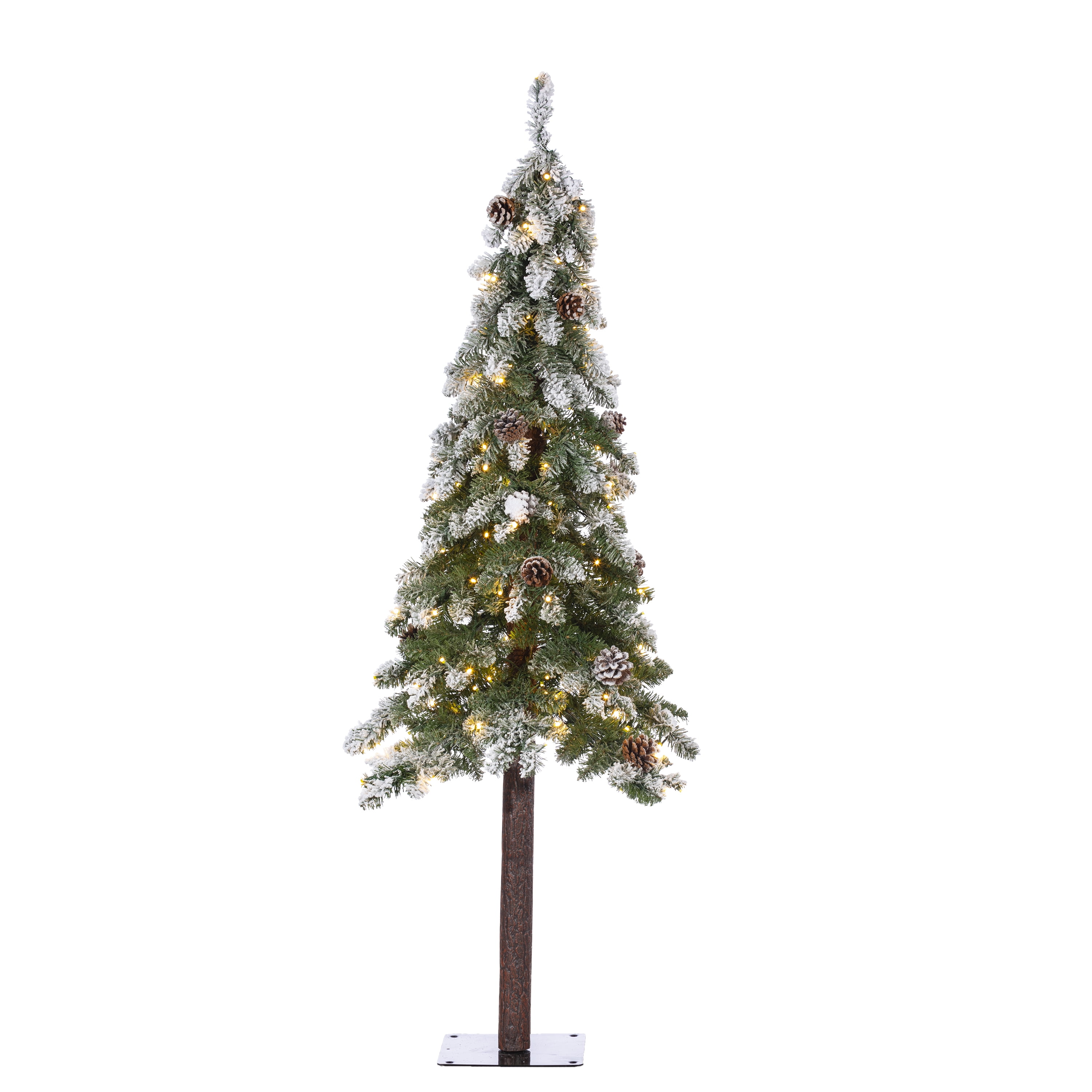 5 ft. Pre Lit Warm White LED Frosted Flocked Alpine Tree - Walmart.com