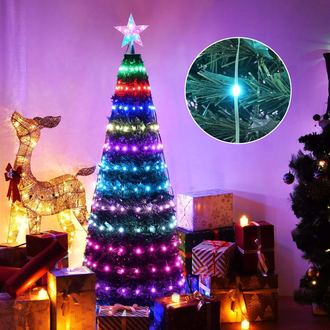 5 ft Pre-lit Artificial Christmas Tree with Provides 160 million colors ...