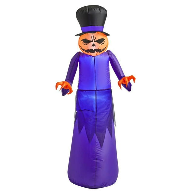5 ft. Halloween Pumpkin Reaper with Top Hat Inflatable Yard Decoration ...
