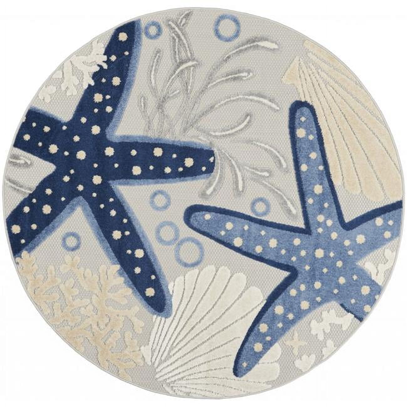 5 ft. Round Blue & Gray Indoor & Outdoor Area Rug - Walmart.com