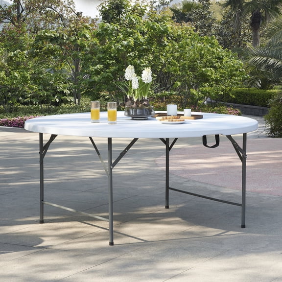 MoNiBloom 5.5FT Round Folding Table, Heavy Duty Plastic, Portable ...