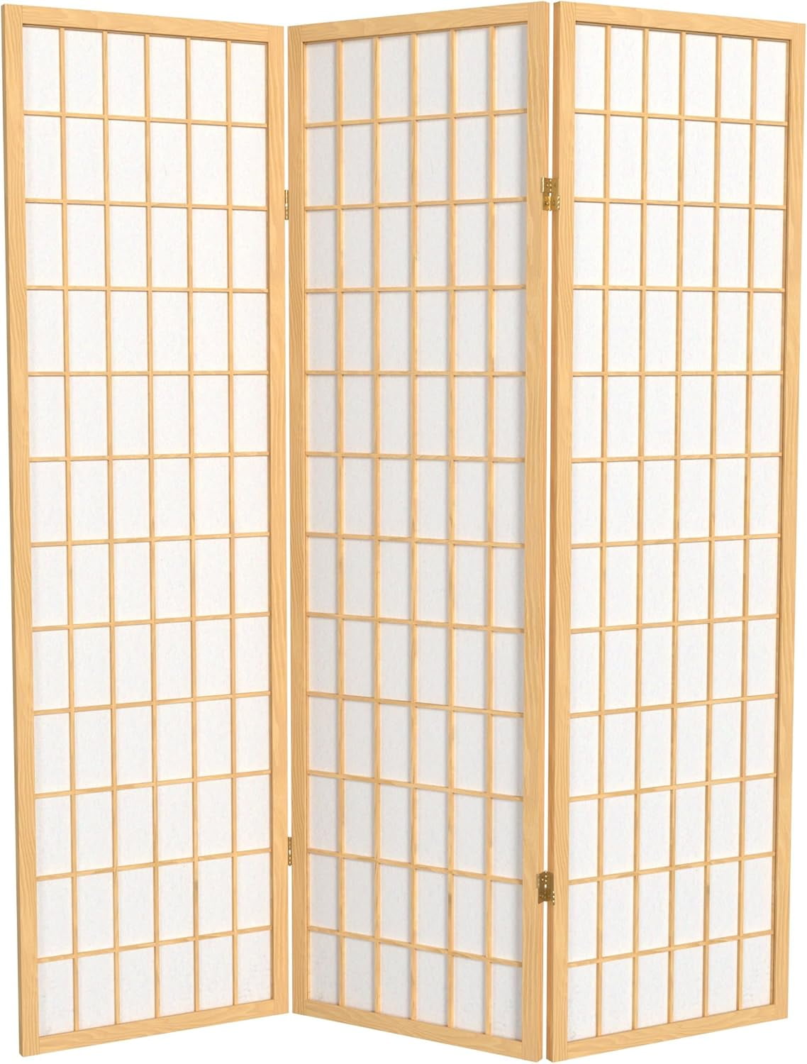 5 ft. Tall Window Pane Shoji Screen - Natural - 3 Panels - Walmart.com