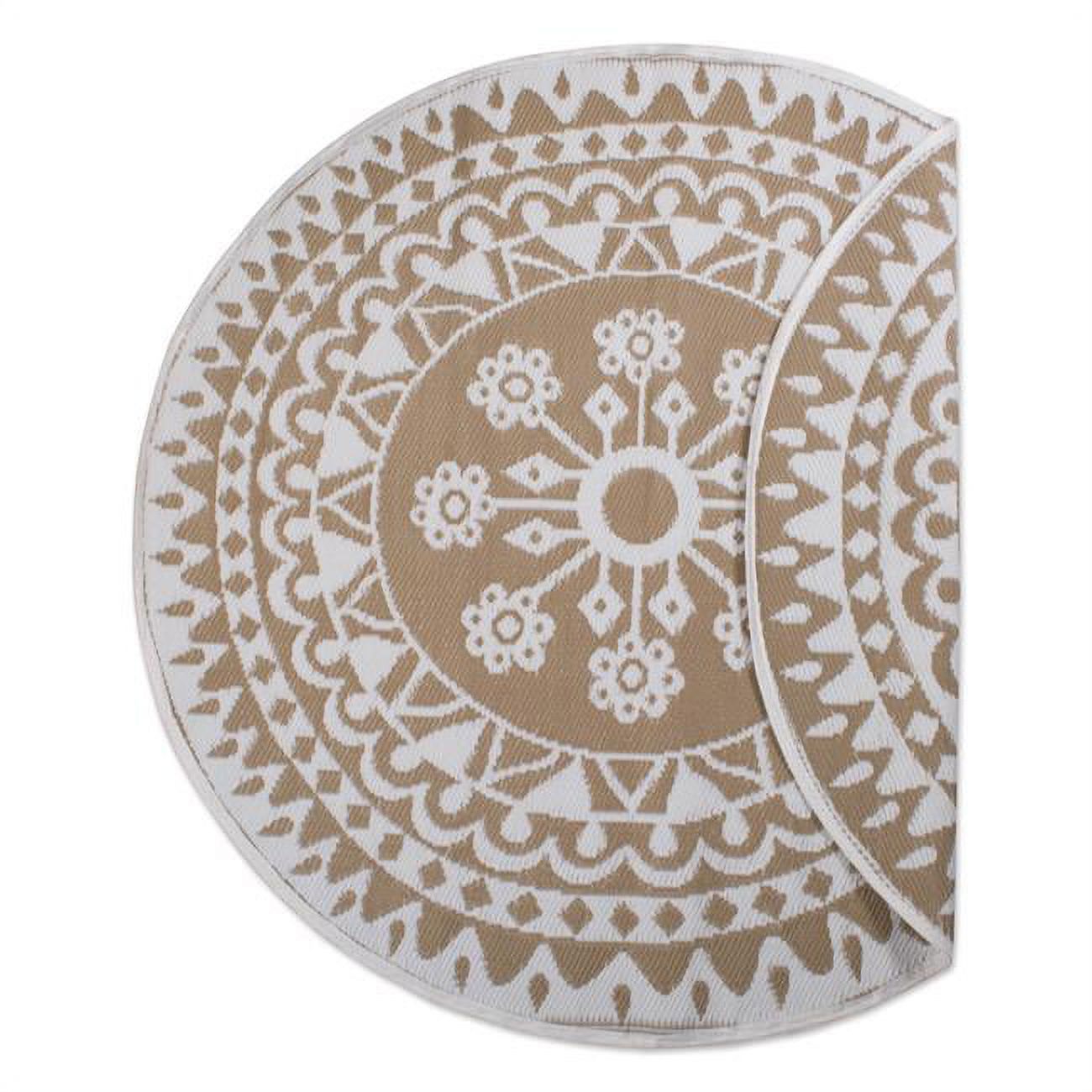 5 ft. Taupe Floral Outdoor Round Rug - Walmart.com