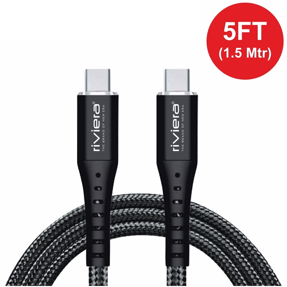 5 ft USB-C to USB-C High-Speed Charge and Sync Nylon Braided Cable ...