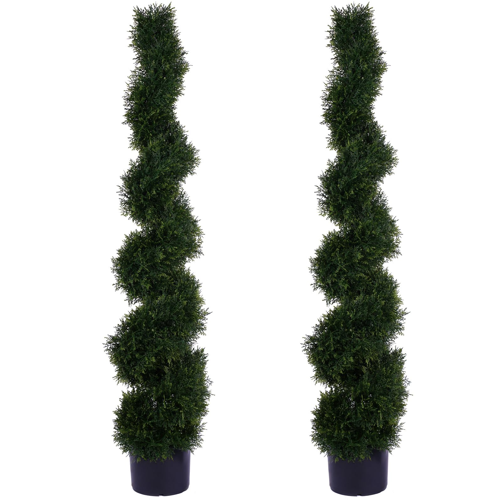 5 ft UV-Resistant Boxwood Artificial Cedar Spiral Green Tree Planting ...