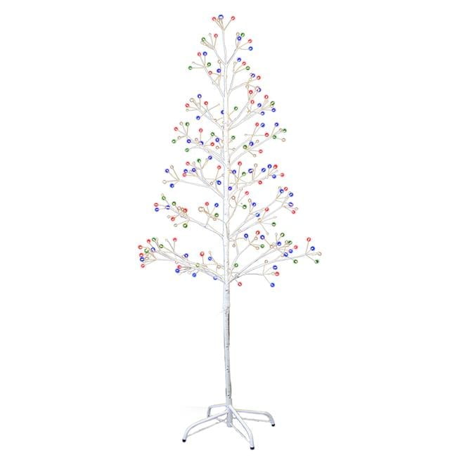 Kurt Adler 5-Foot Pre-Lit Christmas White Birch Twig Tree with Multi ...
