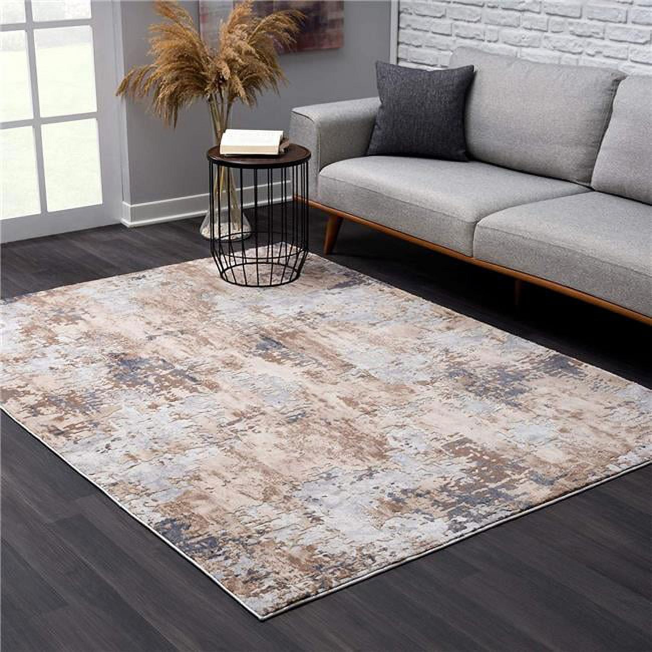 5 ft. x 8 ft. Abstract Area Rug - Beige & Ivory - Walmart.com