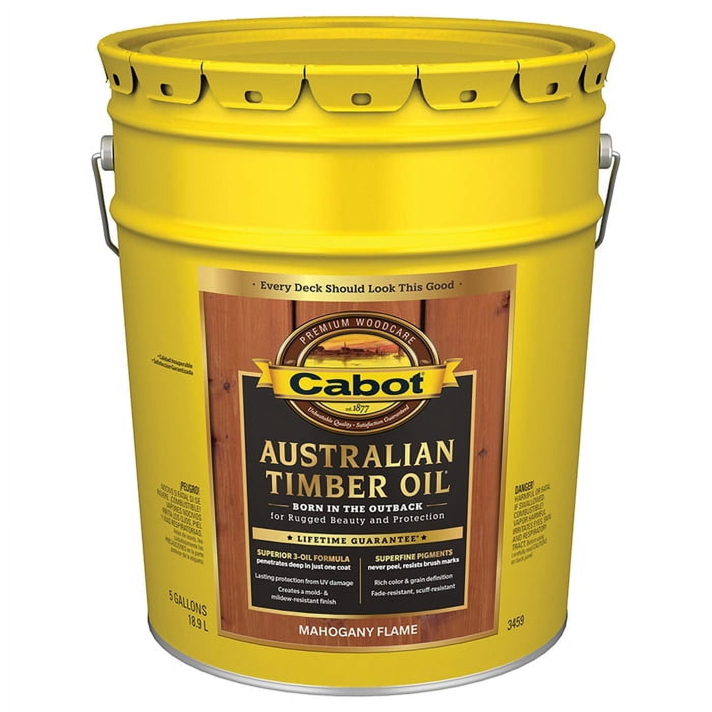 5 gal Cabot 3459 Mahogany Flame Australian Timber Oil Triple Oil ...