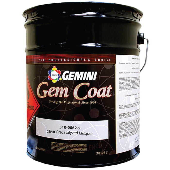 5 gal Gemini 510-0062 Gem Coat Precatalyzed Lacquer Stain, Dull, Low ...