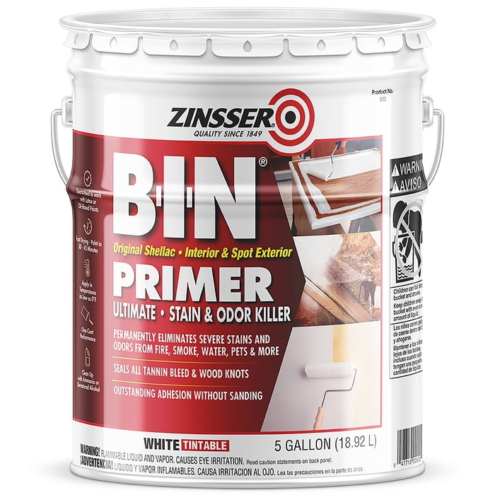 5 gal Zinsser 00900 White B-I-N Shellac-Base Interior/Exterior Primer ...