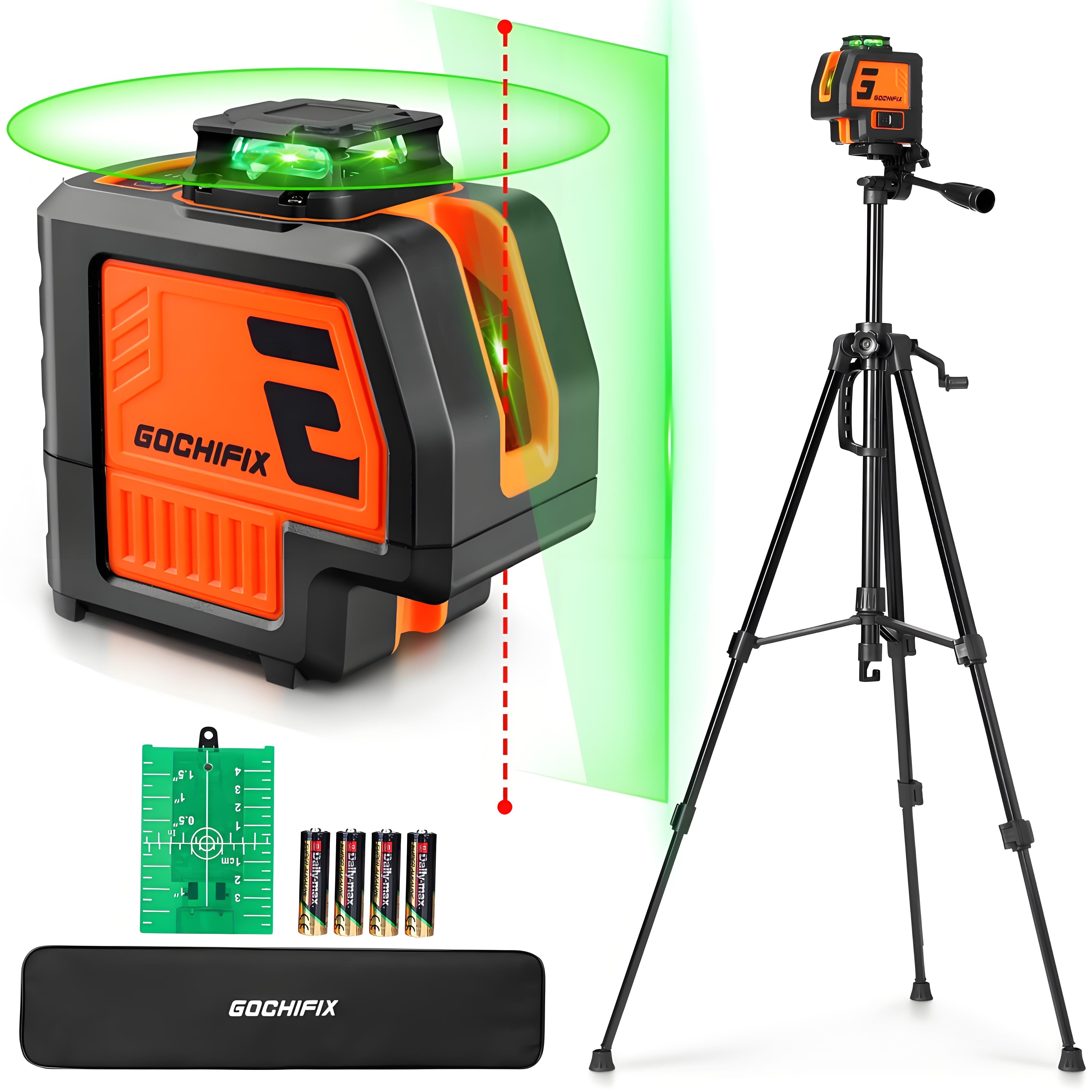 Laser Level with 2 Plumb Dots, GOCHIFIX 5 Lines 1x360° 3 Modes Green ...