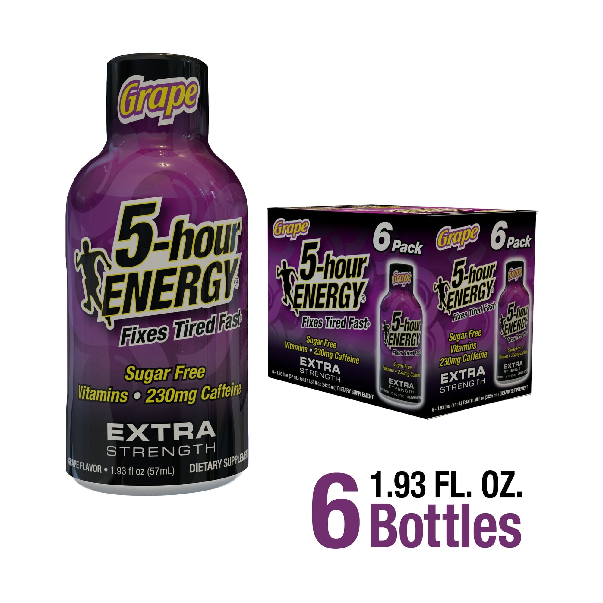 5-hour ENERGY® Shot, Extra Strength, Grape, 1.93 oz, 6 Count ( 2 Pack ) - Walmart.com