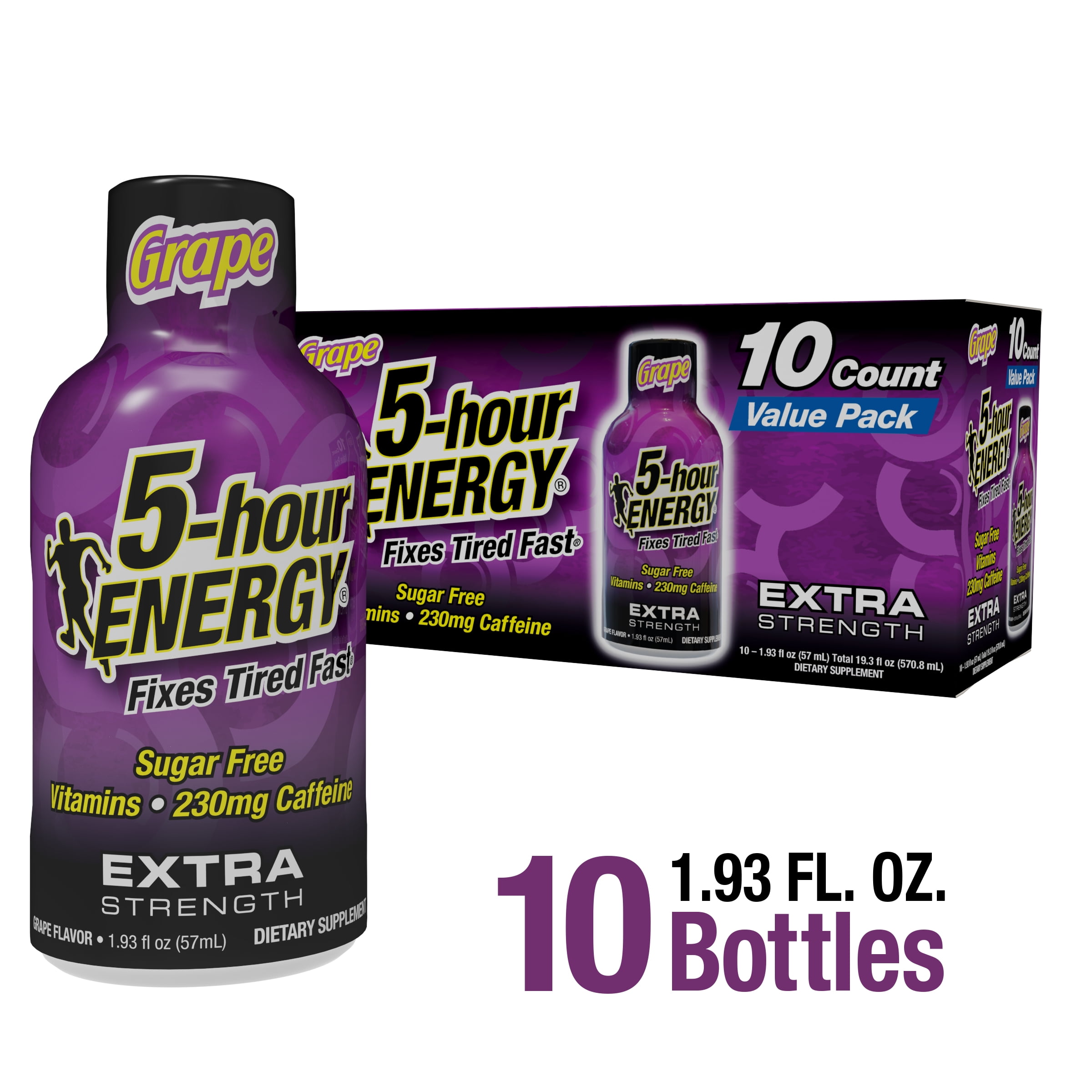 5-hour ENERGY Extra Strength Shots, Grape Flavor, 10 Count - Walmart.com