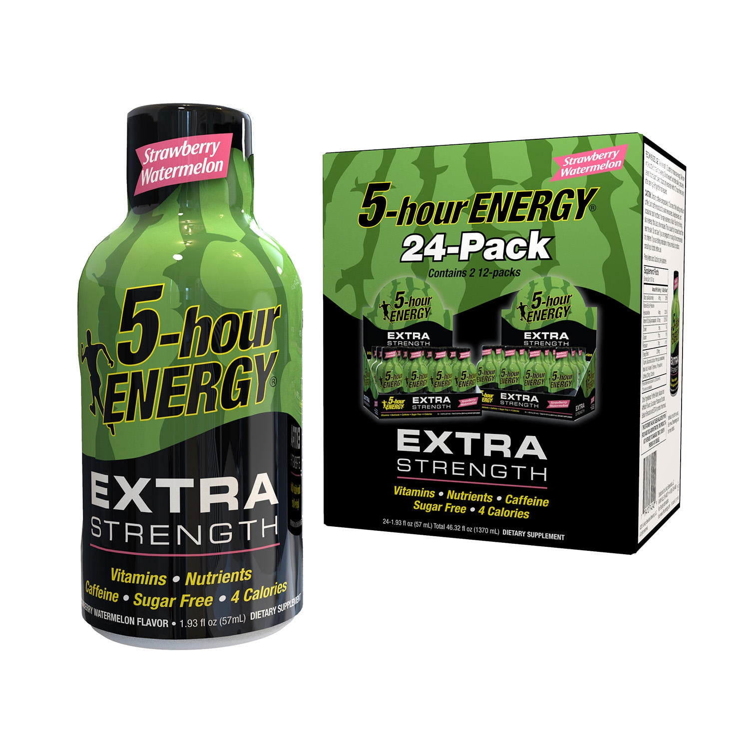 5-hour ENERGY Shot, Extra Strength, Strawberry Watermelon (1.93 oz, 24 ...