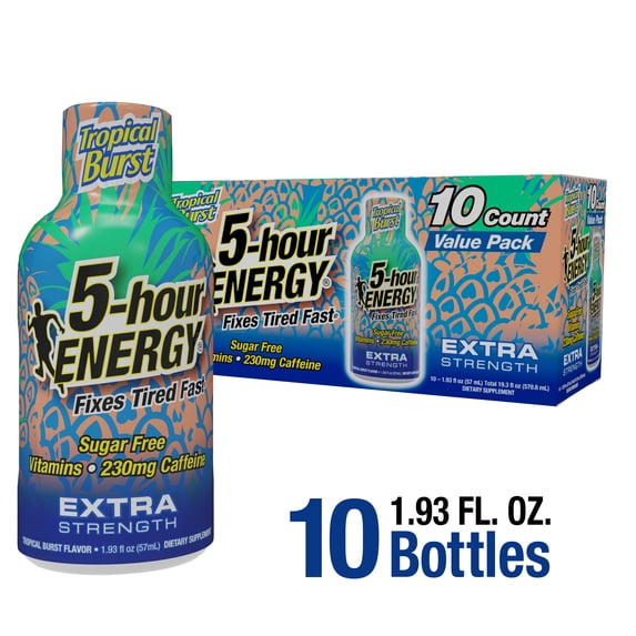 5-hour ENERGY Shot, Extra Strength, Tropical Burst, 10 Count - Walmart.com