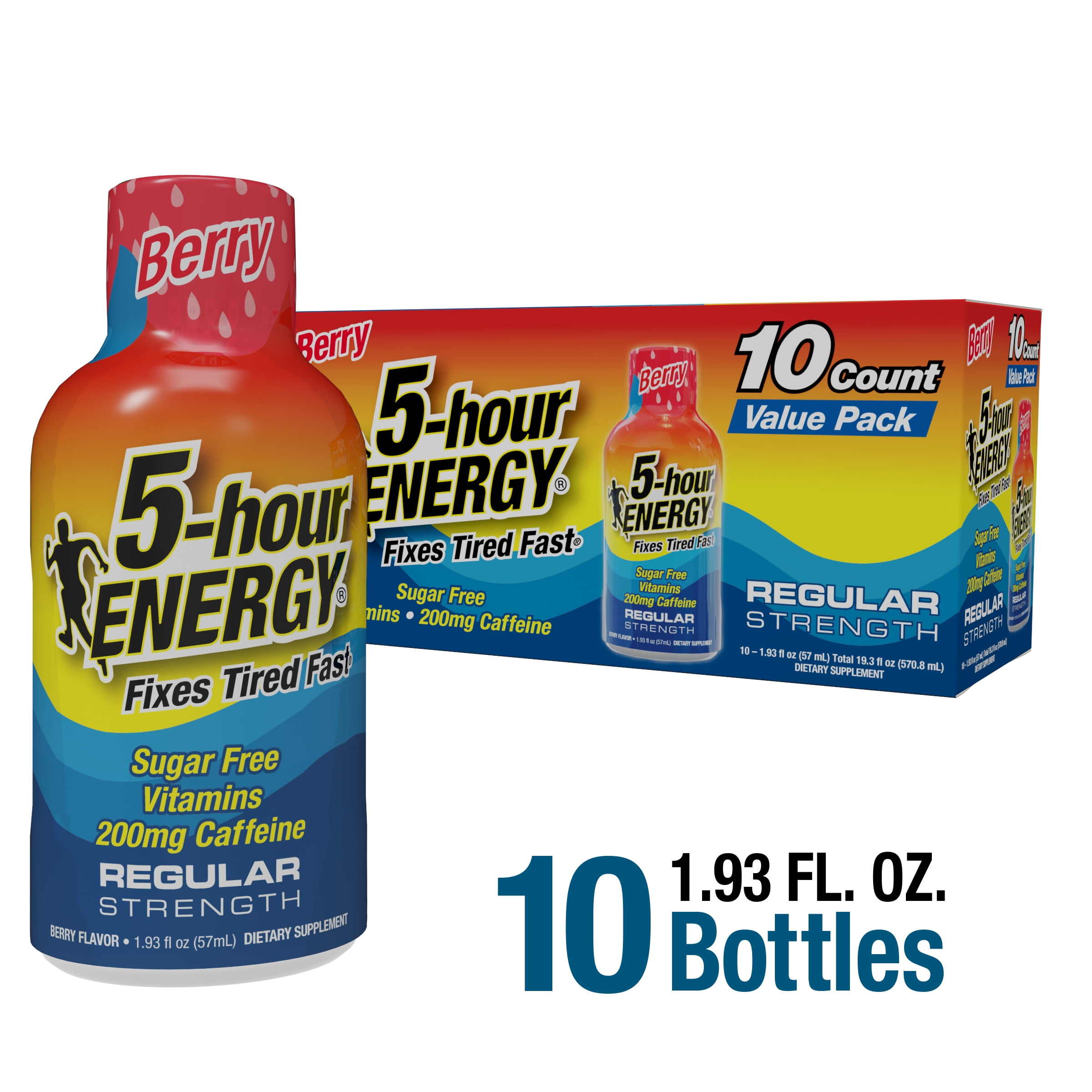 5-hour ENERGY Shots, Regular Strength Berry Flavor, 10 Count Pack ...