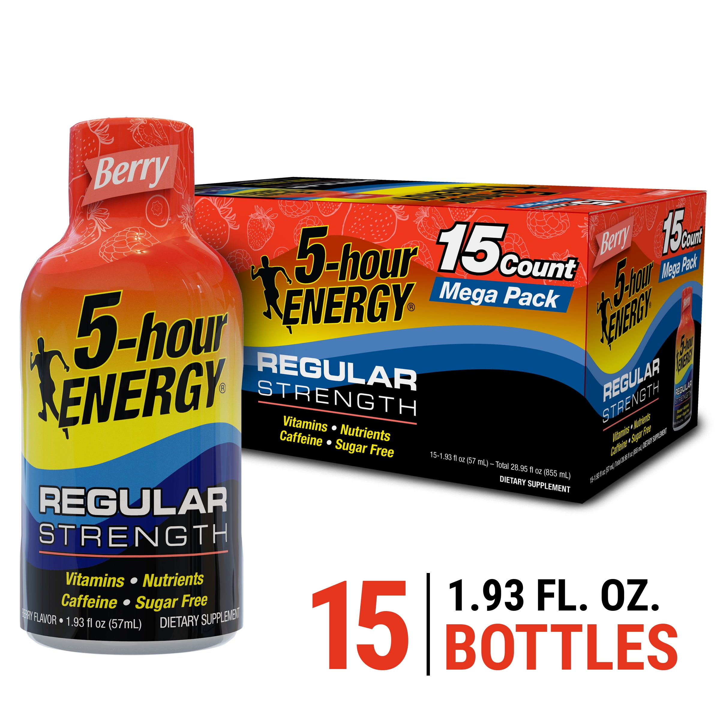 5-hour ENERGY Shot, Regular Strength, Berry, 15 Count - Walmart.com