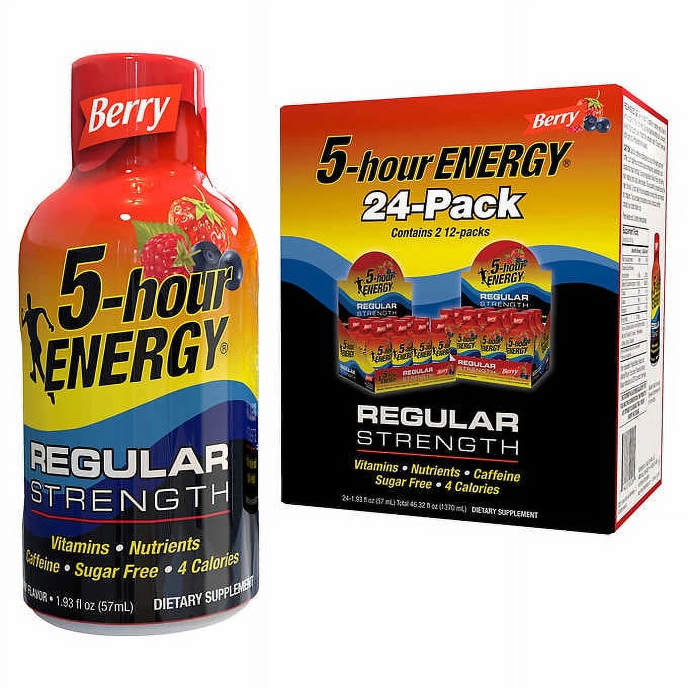 5-hour Energy Shot, Regular Strength, Berry, 1.93 fl. oz, 24 Count ...