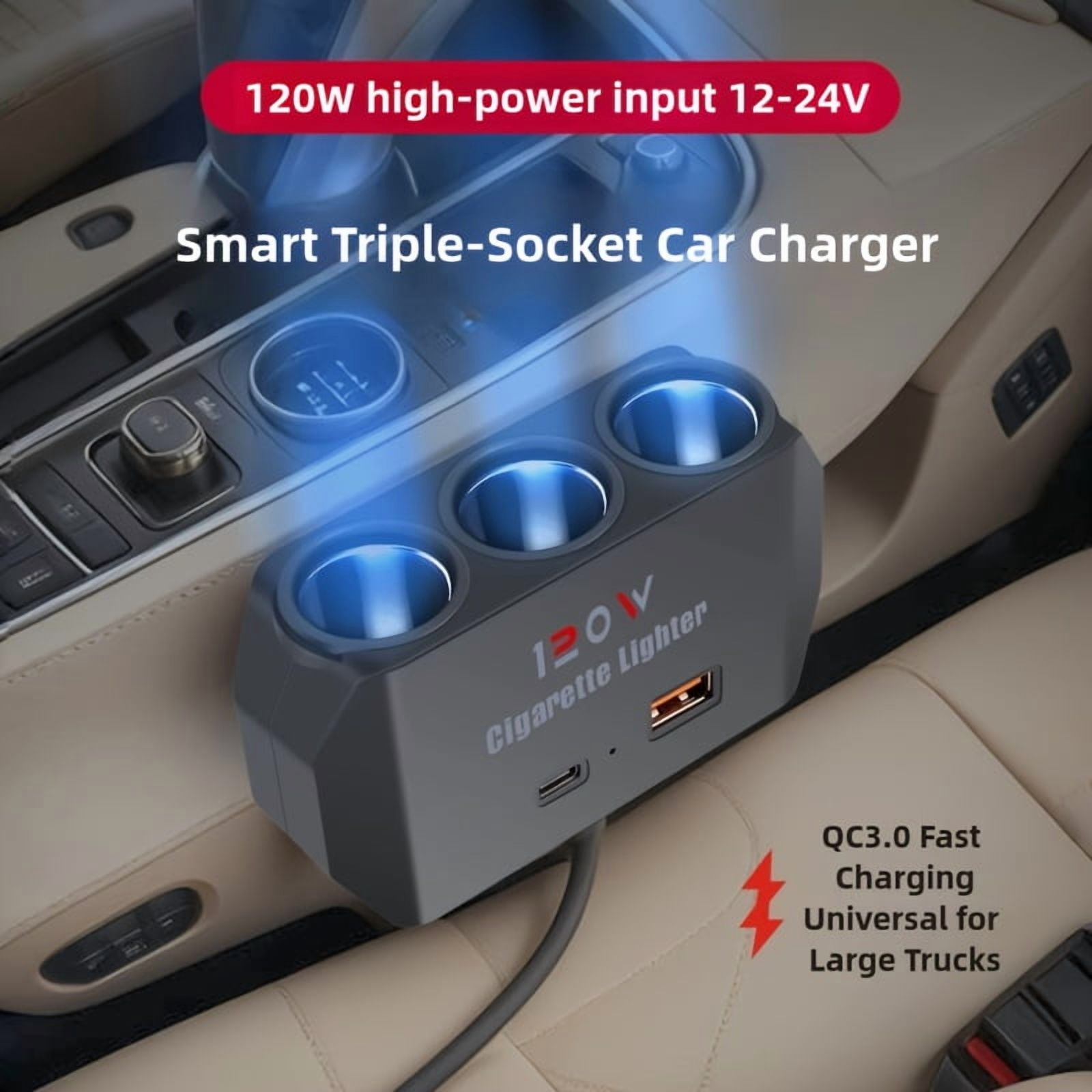 5-in-1 120W New Super Fast Car Charger, Car Plug Adapter, Car ...
