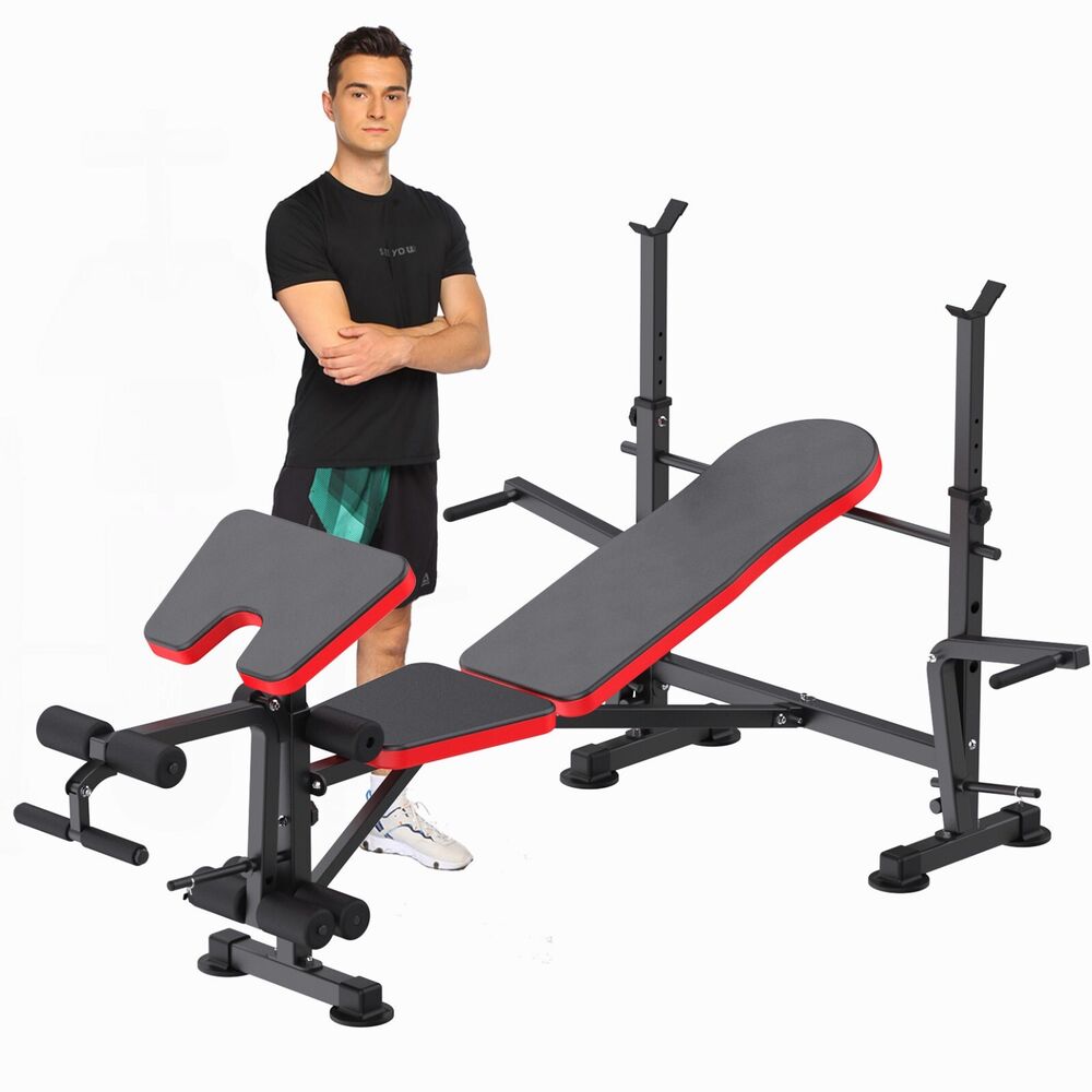 5 in 1 Adjustable Olympic Weight Bench Set with Leg Developer Preacher ...