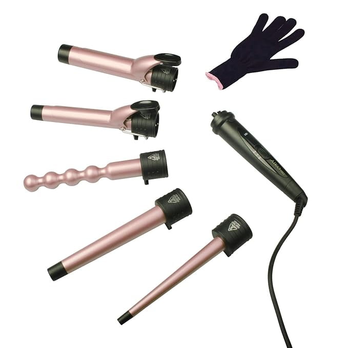 5 in 1 Advanced Titanium Curling Iron Wand Set with 5 Interchangeable ...